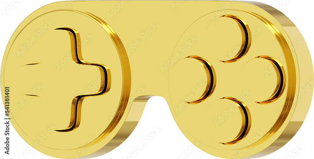 Minimalistic console game controller. PNG gold icon on transparent ...