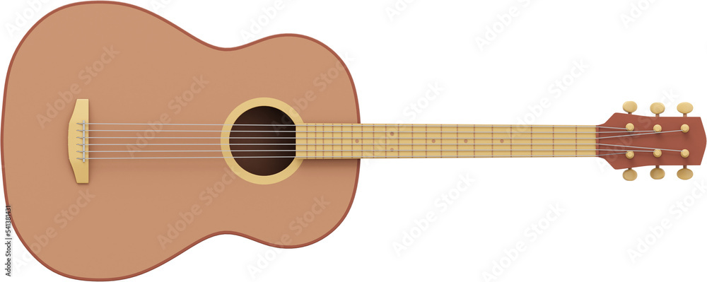 Realistic acoustic guitar, front view. 3D rendering. PNG icon on ...