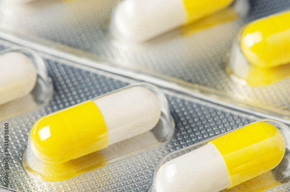 Pills for the treatment of stomach ulcers or gastritis. Closeup Stock ...