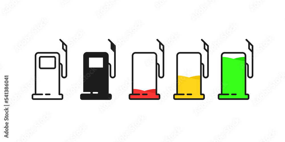 Fuel icon vector set. Gas pertol full and empty fuel tank indicator ...