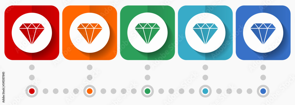Diamond jewel, brilliant, treasure vector icons, infographic template ...