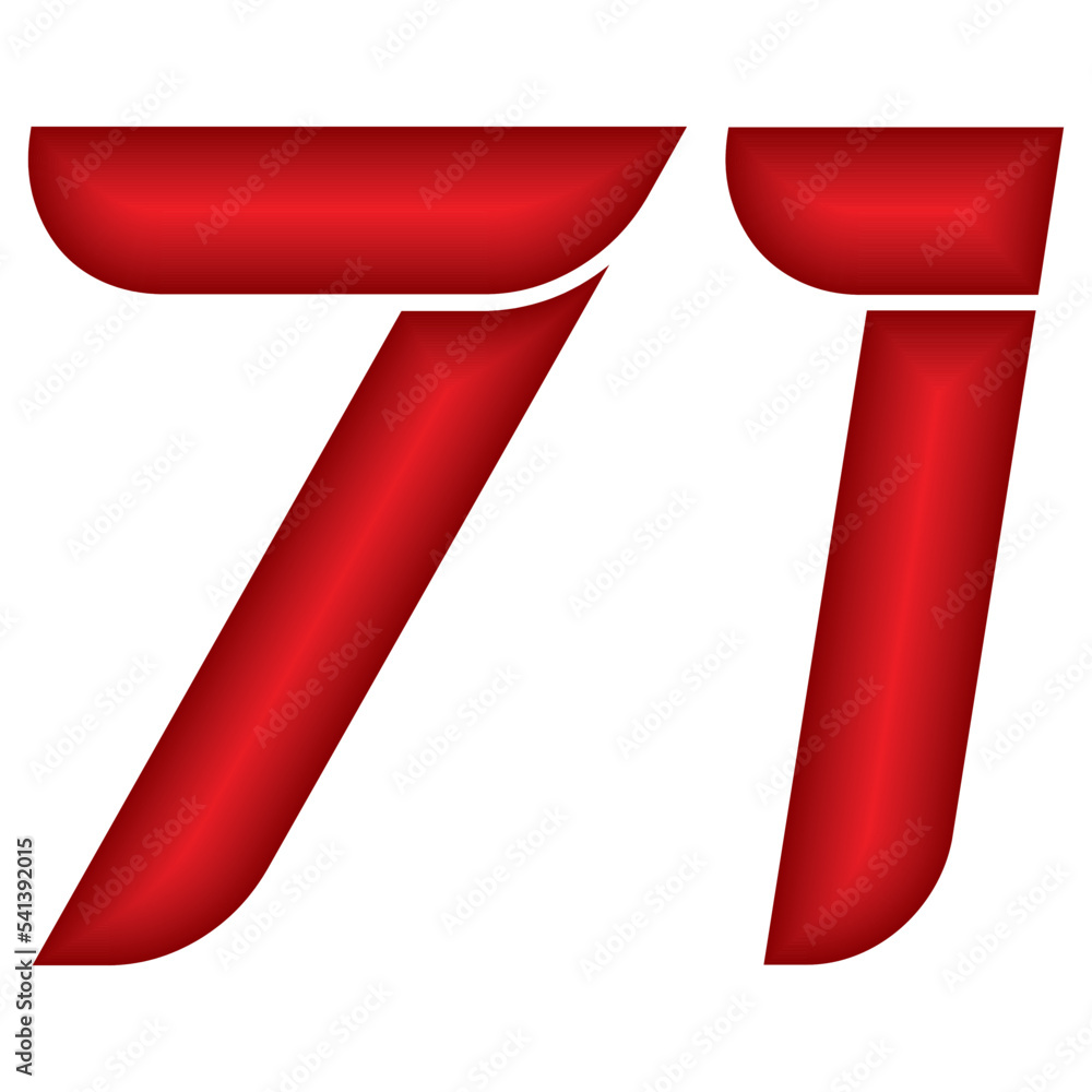 Red Number Seventy One Vector Illustration. Number 71 With Plastic ...