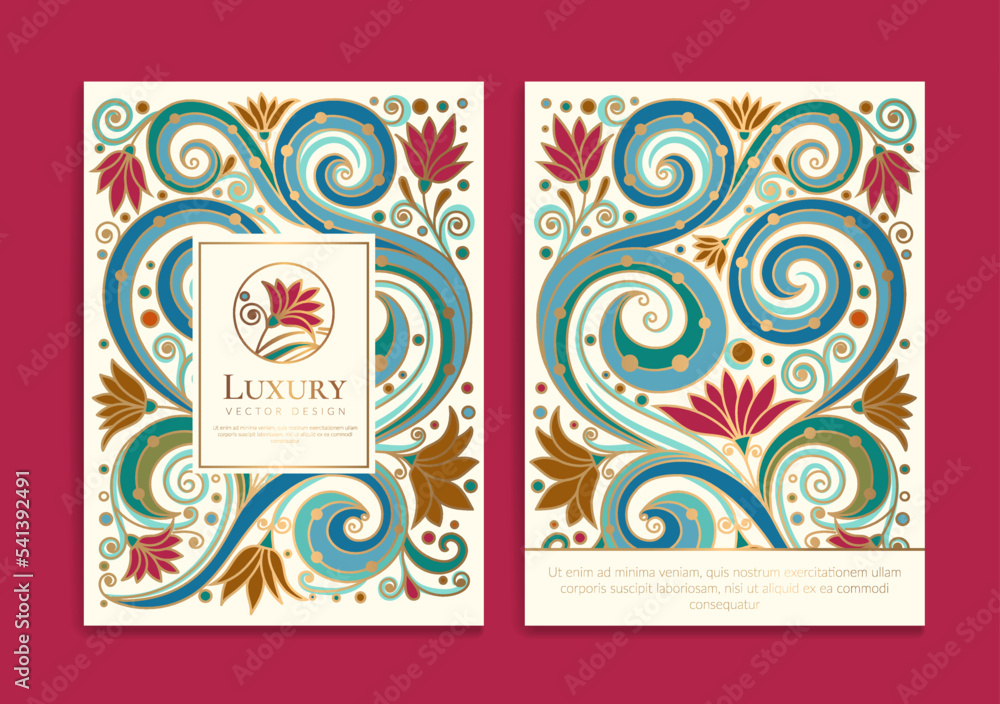 Luxury invitation card design with vector ornament pattern. Vintage ...
