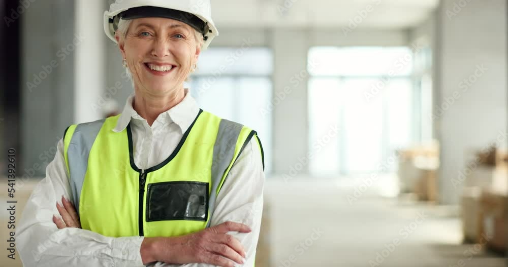 Video Stock Construction, portrait and architect with a smile for ...