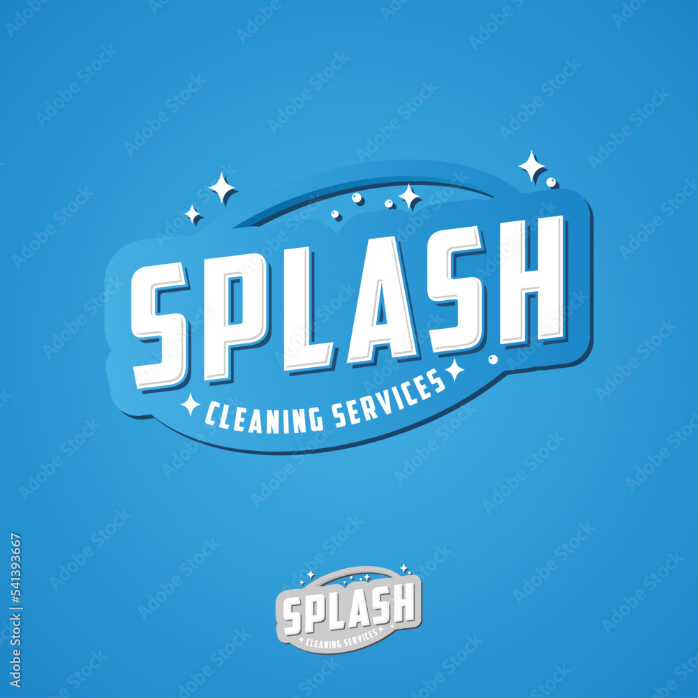 Professional business cleaning services logo design emblem in blue ...