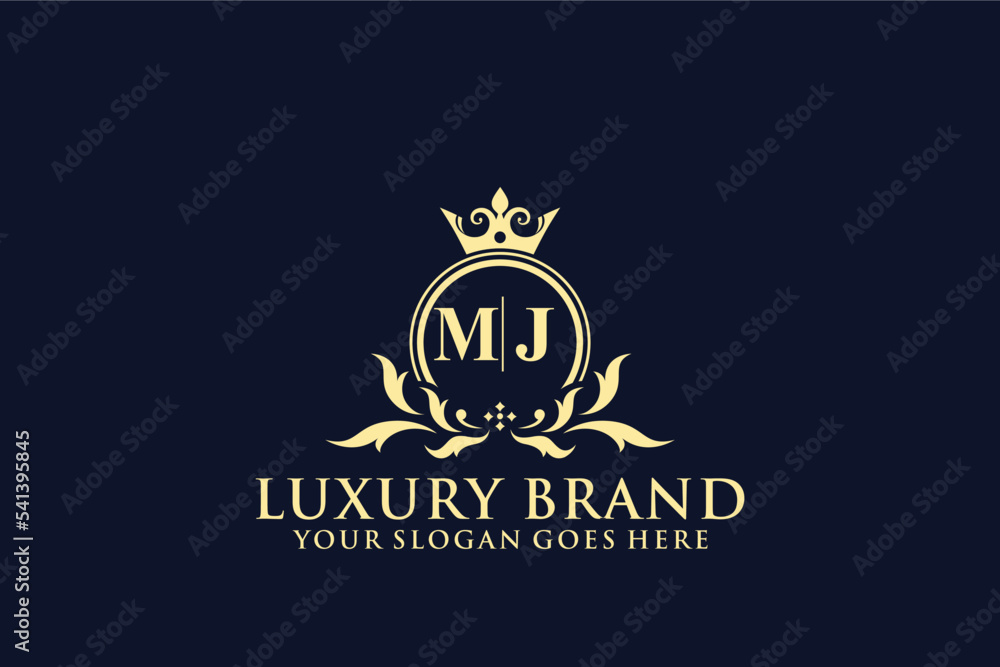 letter Initial MJ elegant luxury monogram logo or badge template with ...