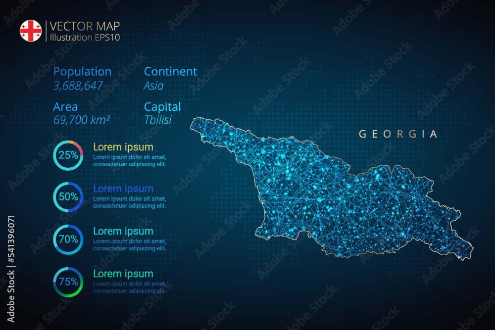 Georgia map infographics vector template with abstract geometric mesh ...