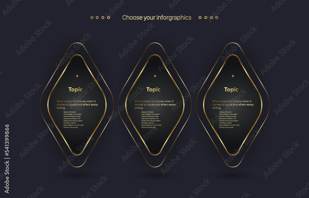 SET of three dark golden banner, buttons, Groups of premium dark ...