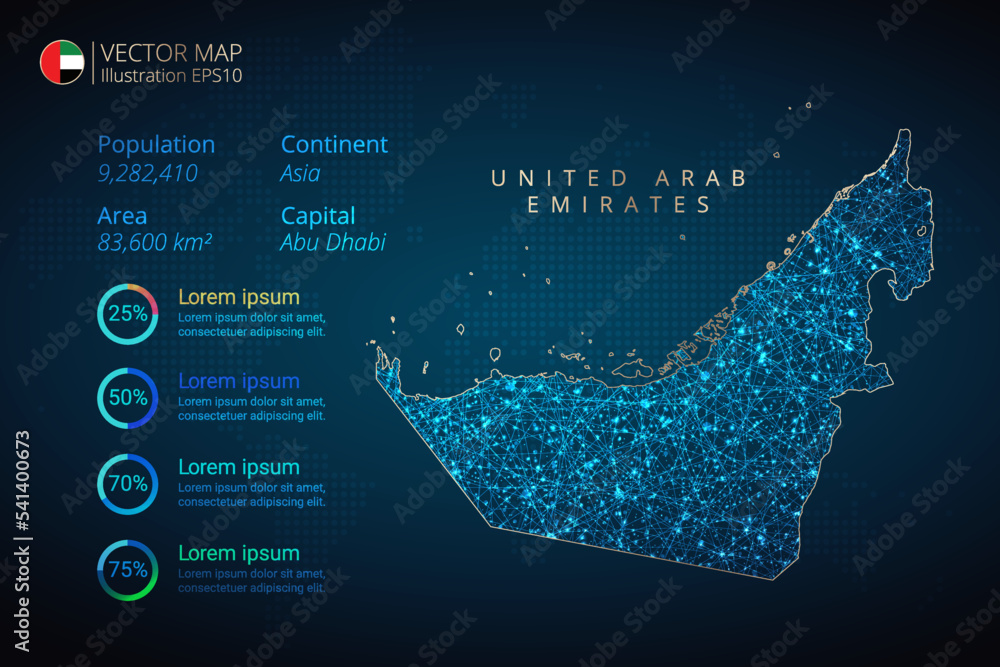 United Arab Emirates map infographics vector template with abstract ...