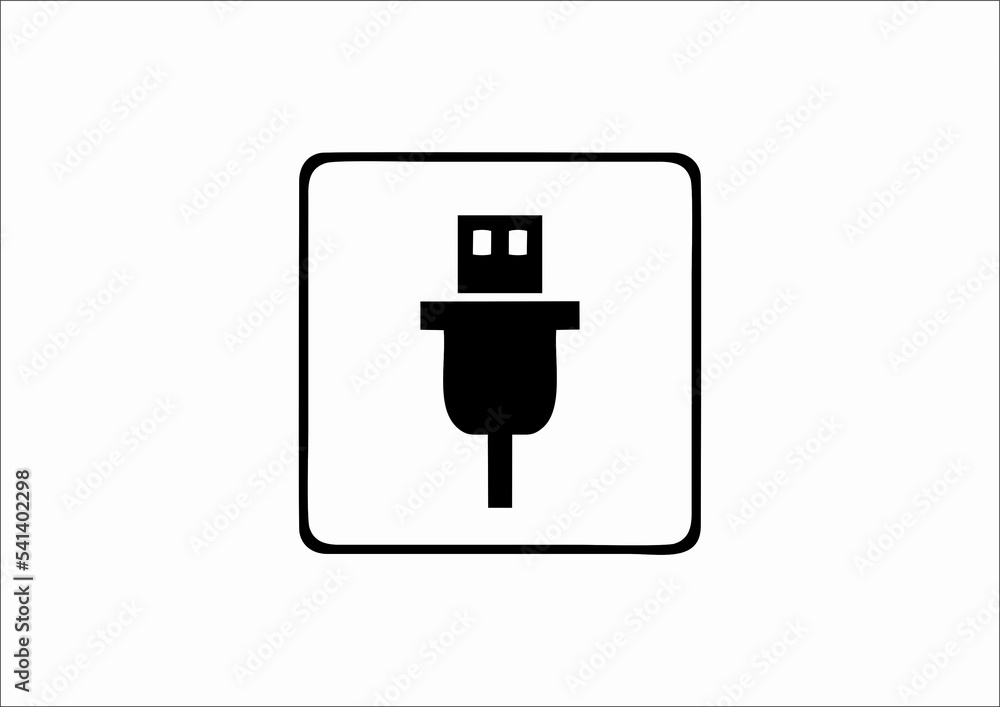 Cable symbol in white background, illustration of wire icon symbol in ...