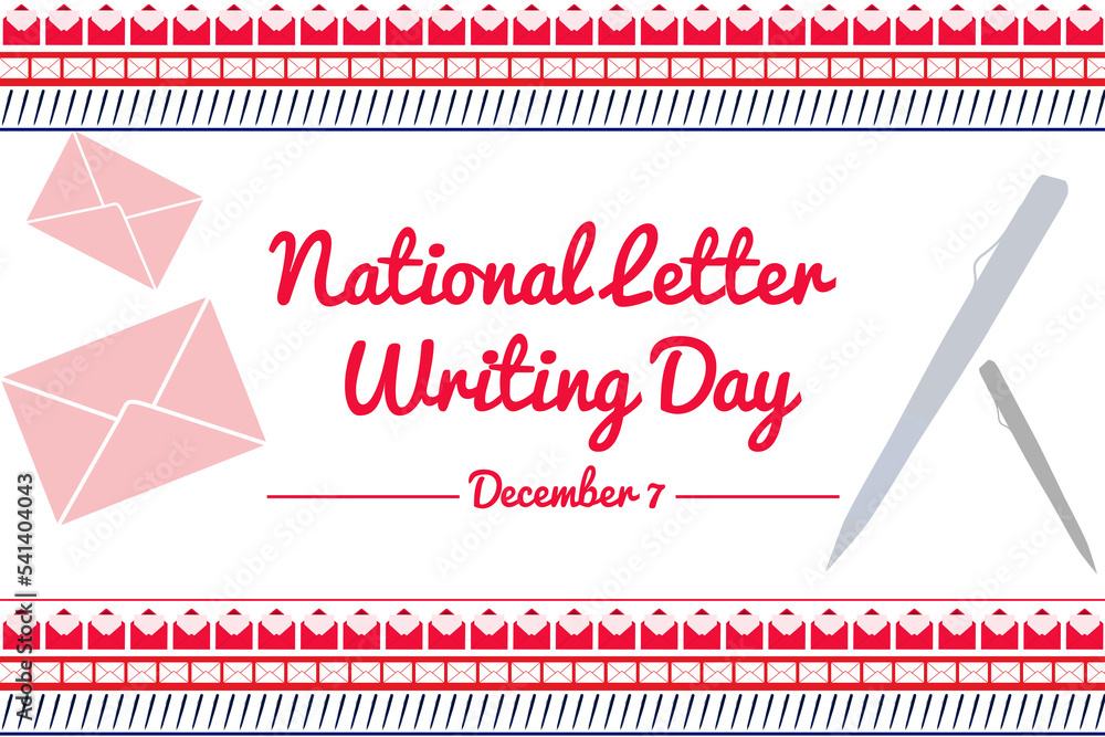 National Day of Letter Writing background with message and pen symbols ...