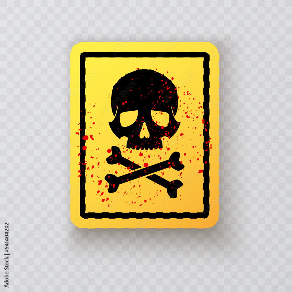 Hazard or warning sign set with skull and bones. Toxic and chemical ...