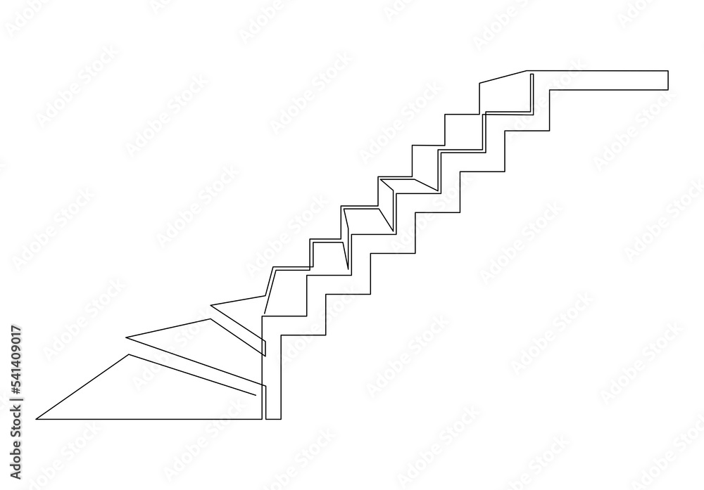 Strange staircase steps up and down. Frontal perspective. Continuous ...