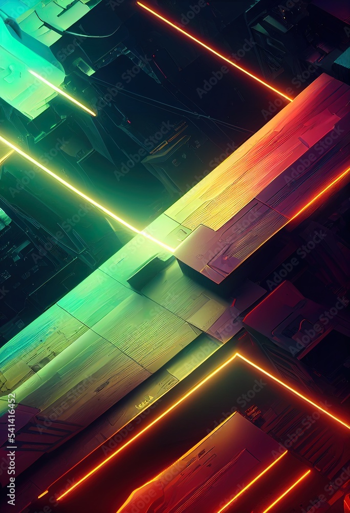 Futuristic Laser Cyberpunk Background Future - Digital Art, 3D Render ...