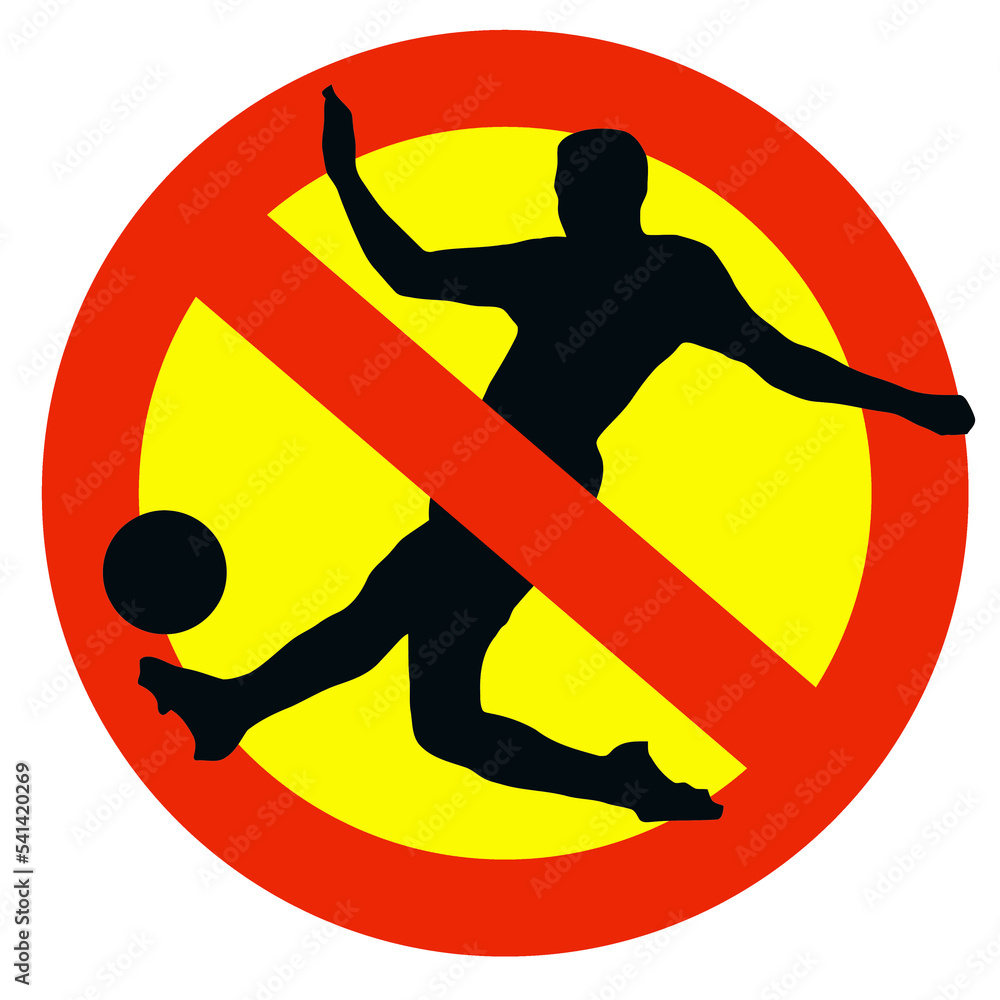 Soccer Player Silhouette on Traffic Prohibition Sign Stock Illustration ...