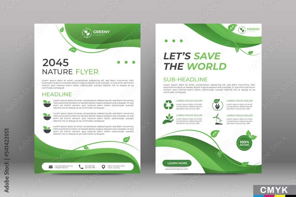 Green eco flyer, poster, brochure, magazine, annual report, booklet ...