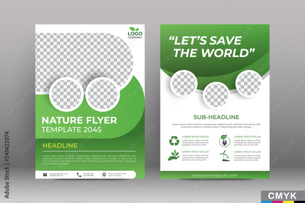 Green eco flyer, poster, brochure, magazine, annual report, booklet ...
