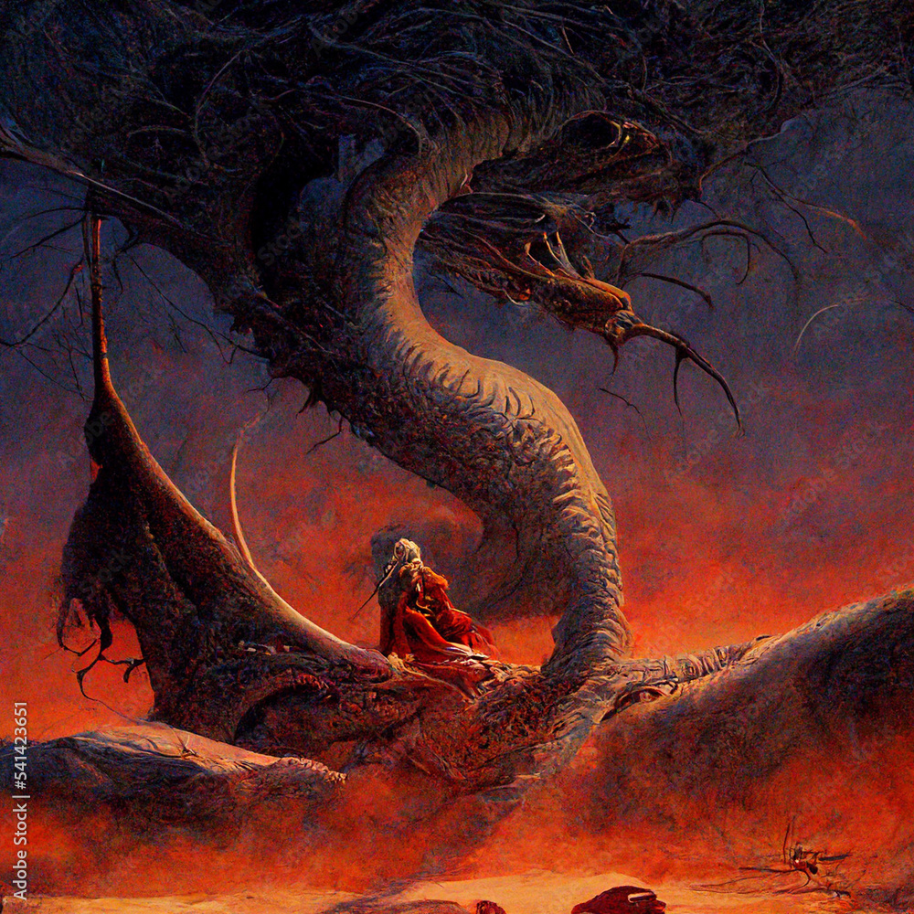 dragon on the tree Stock Illustration | Adobe Stock