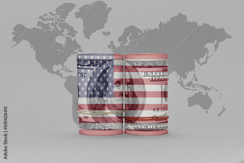 national flag of united states of america on the dollar money banknote ...