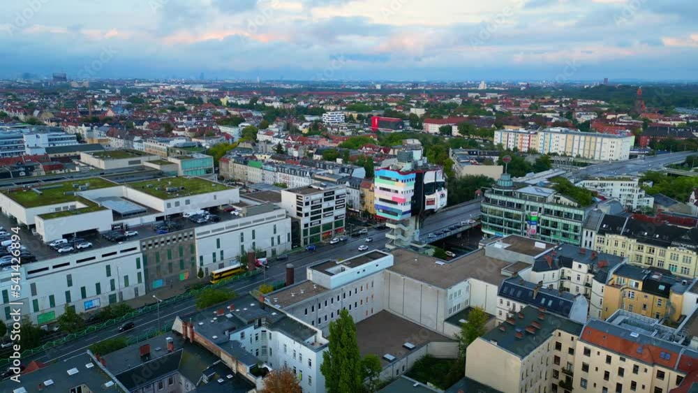 Berlin is modern western city in germany. Tranquil aerial view flight ...
