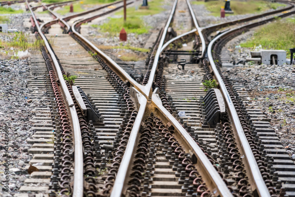 Elements and details of the rail track. Stock Photo | Adobe Stock