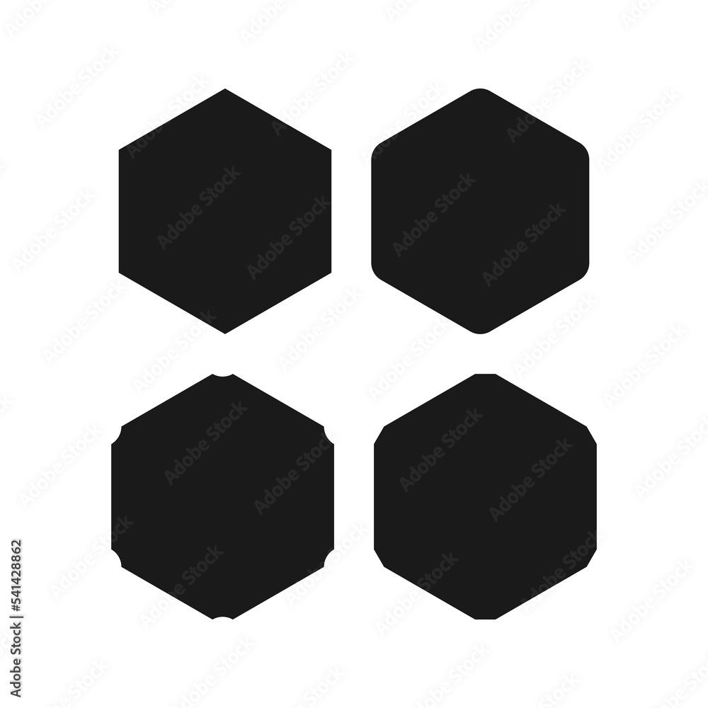 Hexagon Shapes Corner Cut Icon Set Stock Vector | Adobe Stock
