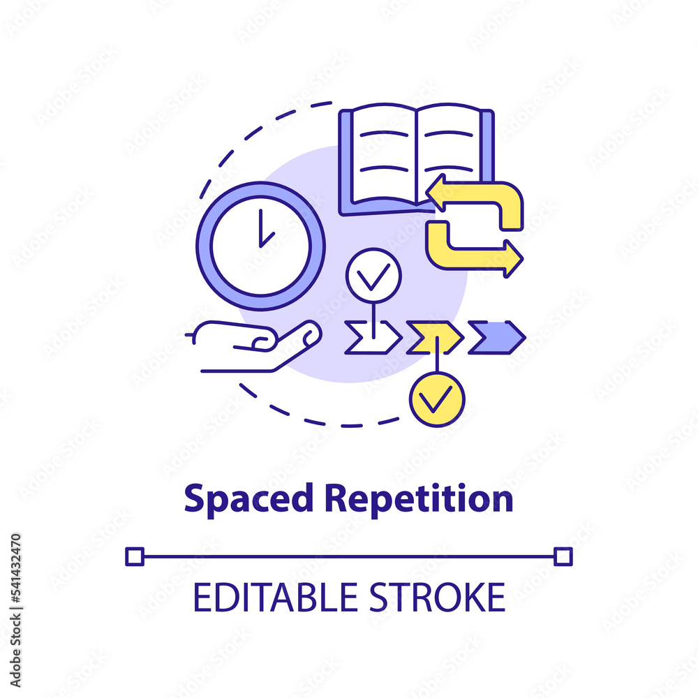 Space repetition concept icon. Learn new things trick. Store ...