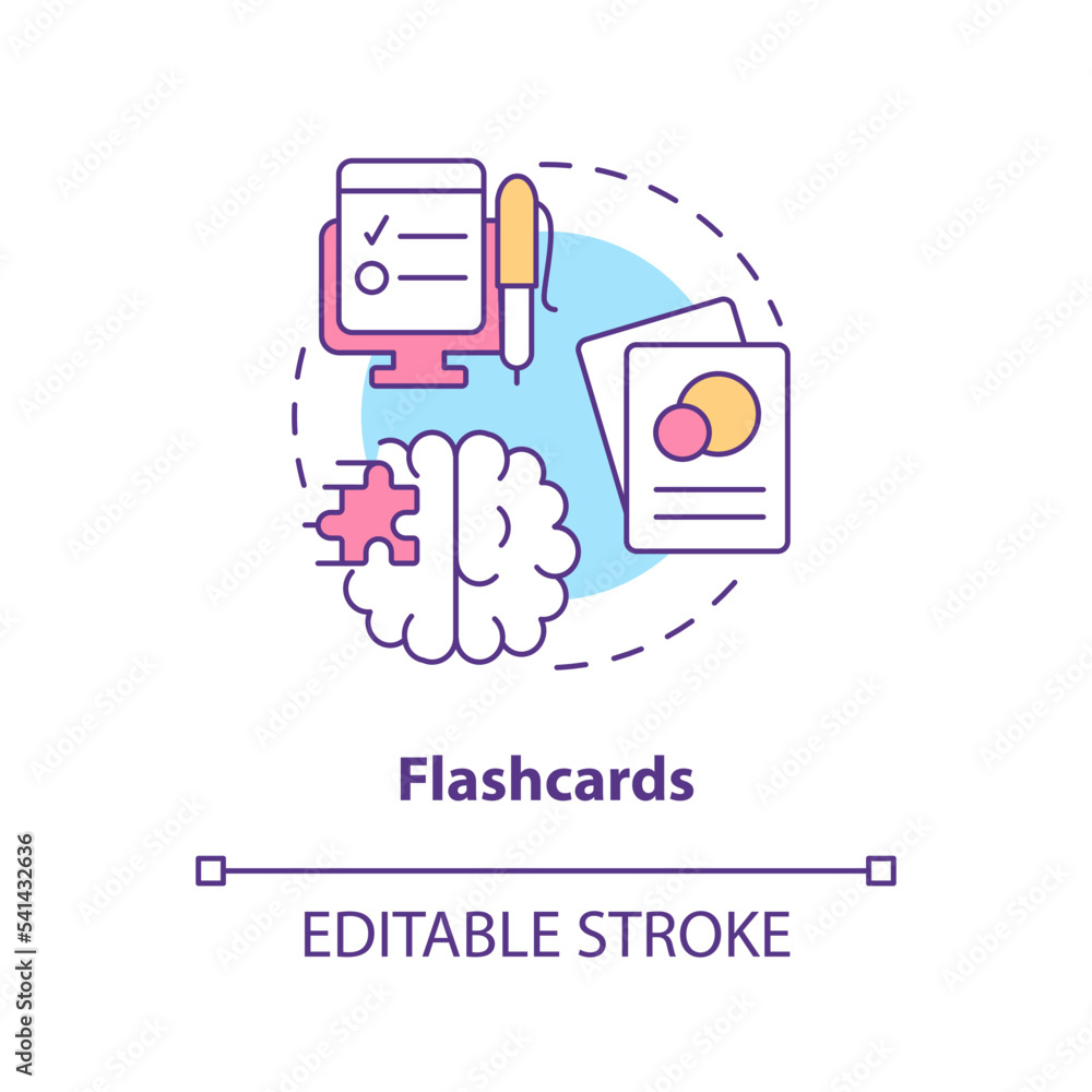 Learning flashcards concept icon. Visualize information. Memorization ...