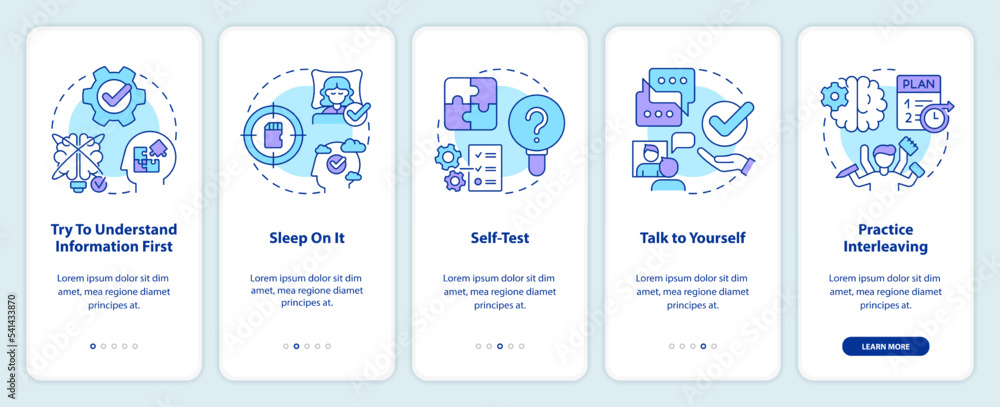 Simple memory tricks onboarding mobile app screen. Learning new ...