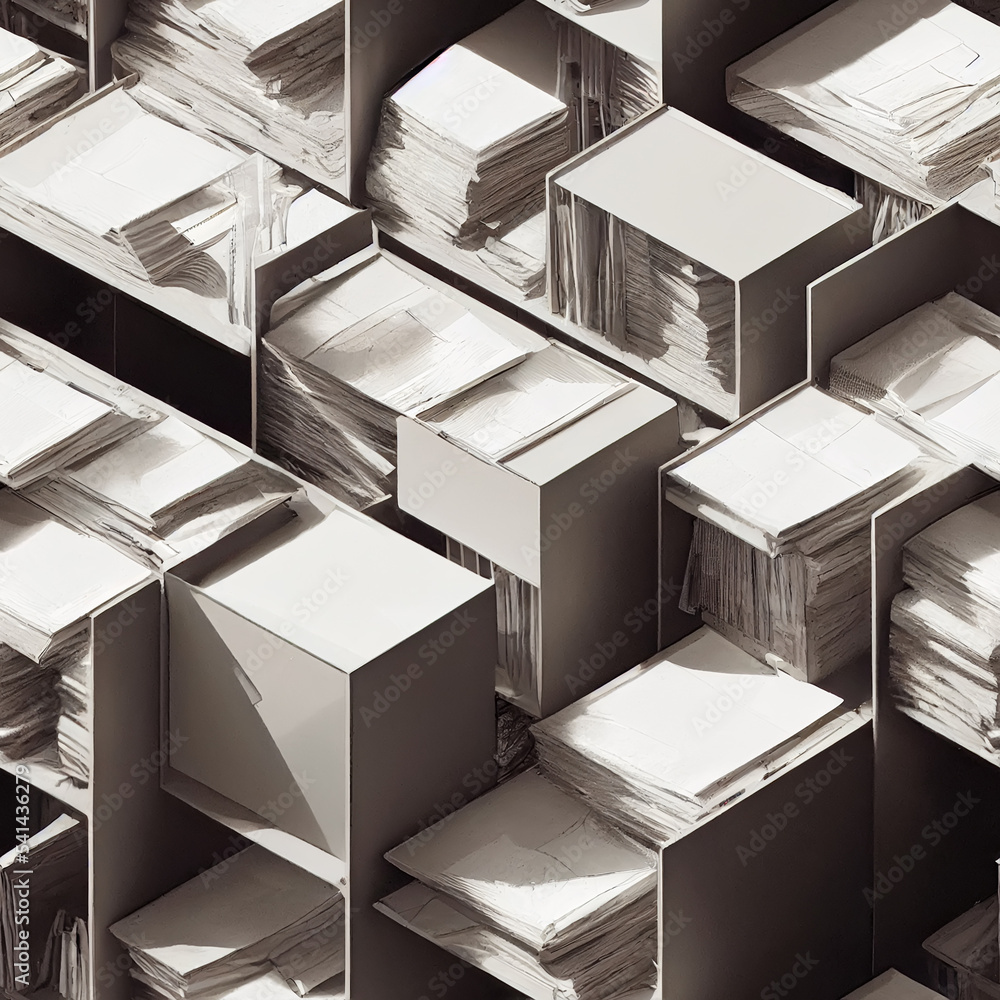 paper chaos in the trashed office, seamless pattern Stock Illustration ...