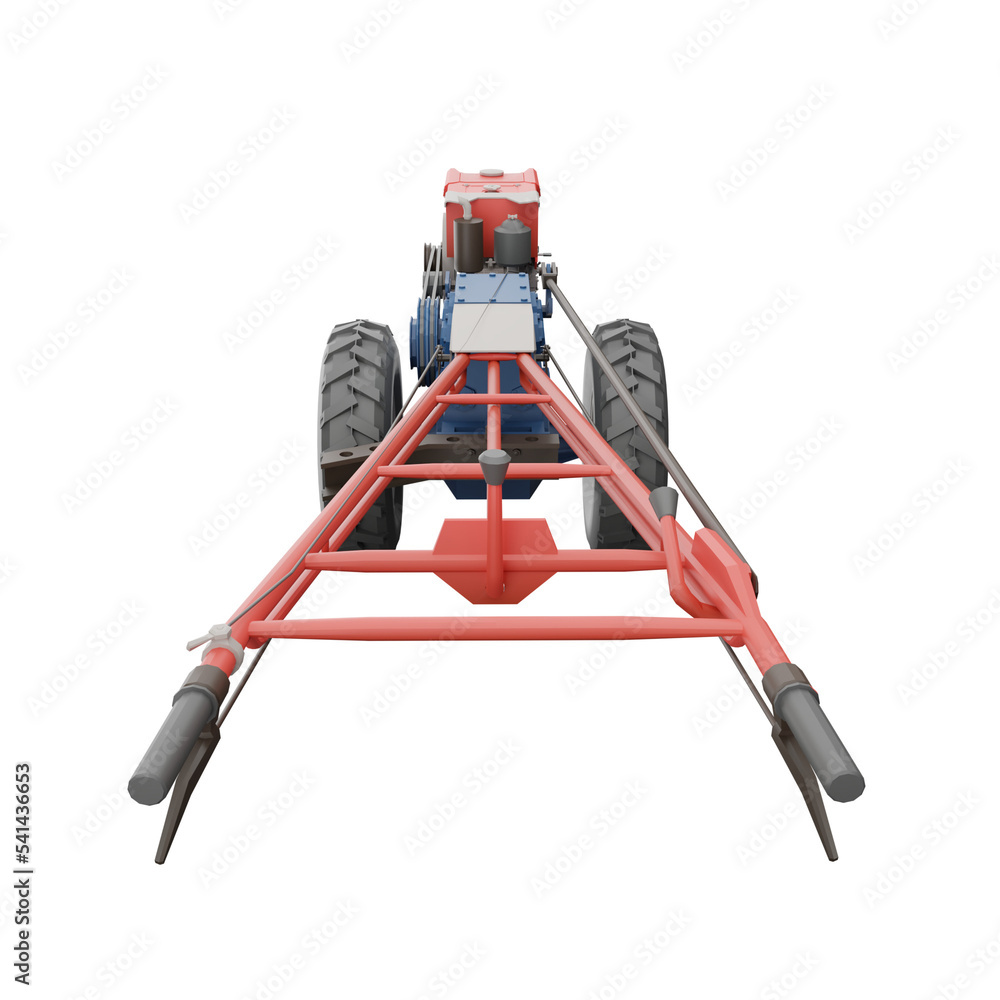 D render thailand tractor hand control rear view. png illustration ...