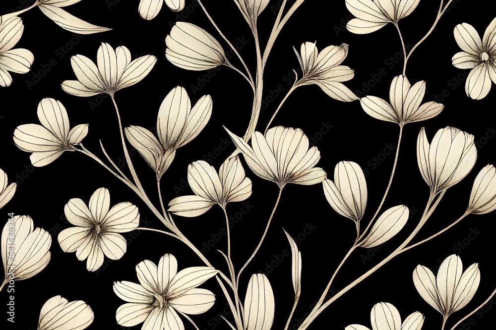 Australian native flowers. Seamless pattern black background. Botanical ...