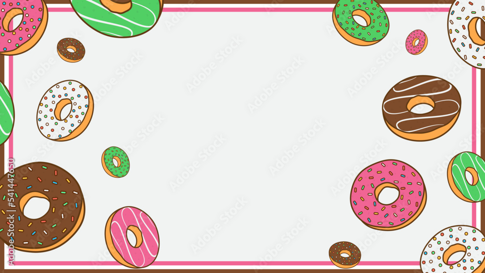 Donuts Background Design Template. Donuts Cartoon Vector Illustration ...