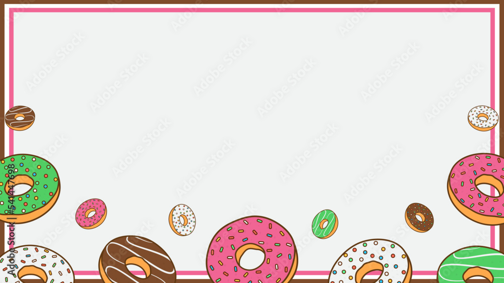 Donuts Background Design Template. Donuts Cartoon Vector Illustration ...