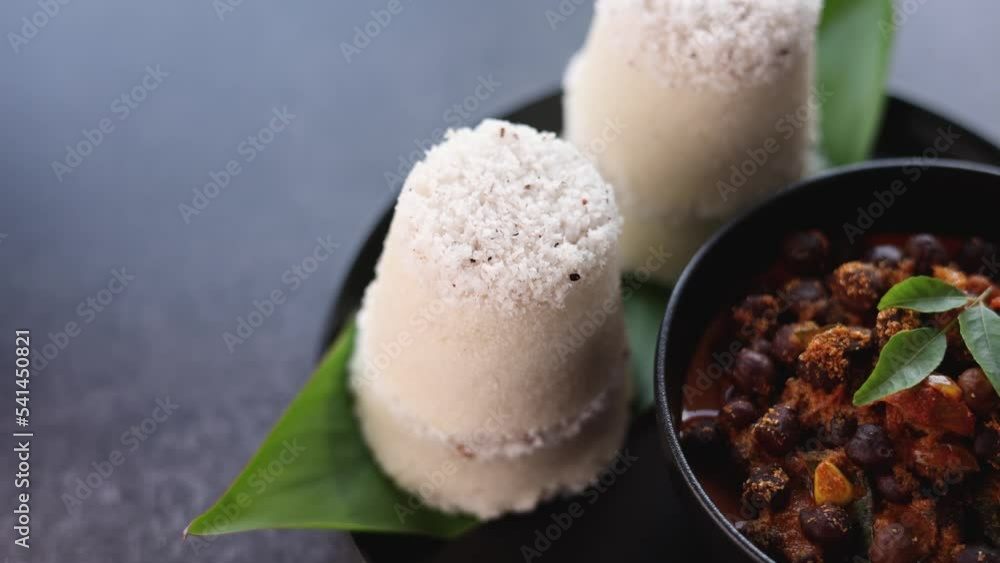 Rice Puttu white Pittu , Kadala Chickpea curry , milk tea , popular ...