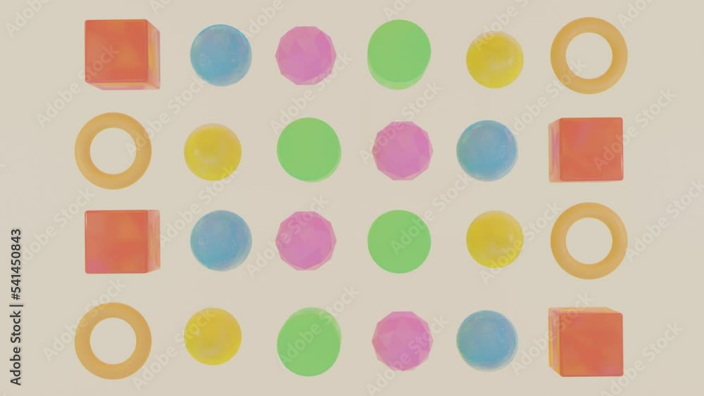 different simple 3d shapes rotate on a white background. looped ...