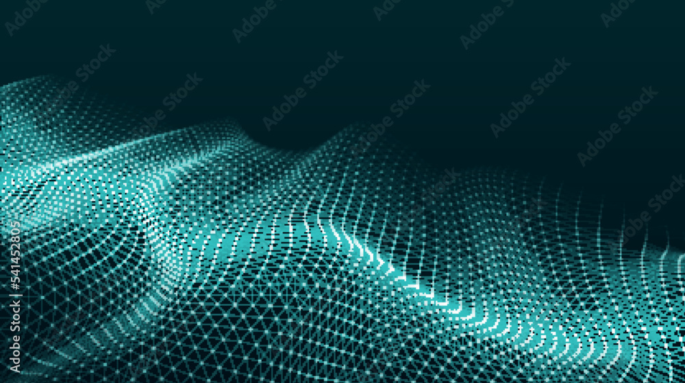 Futuristic moving wave. Digital background with moving glowing ...