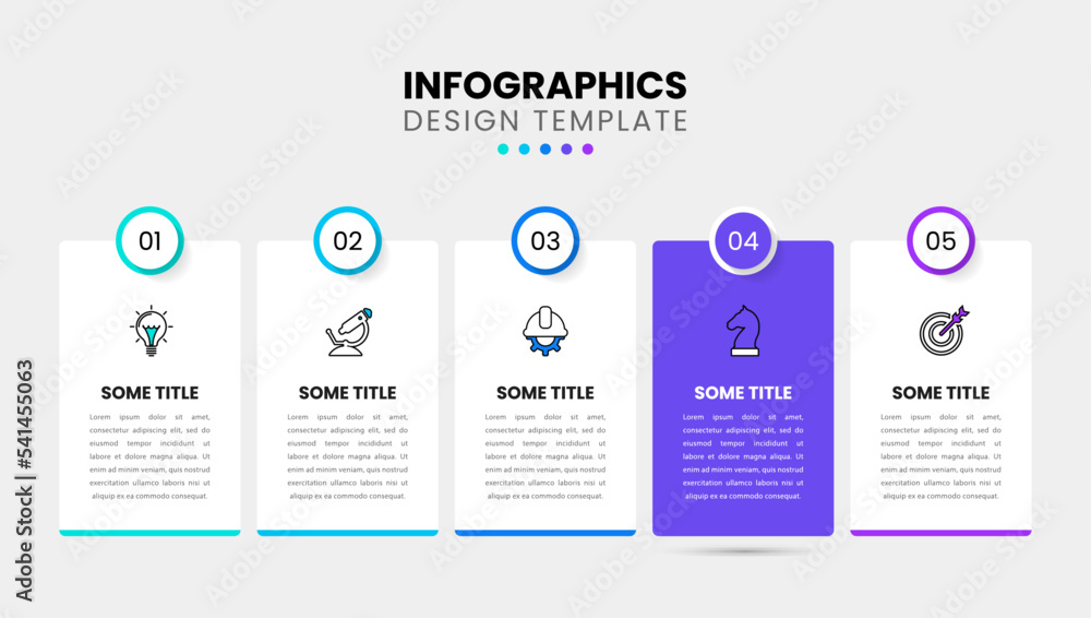 Infographic template. 5 interactive banners with text and icons Stock ...