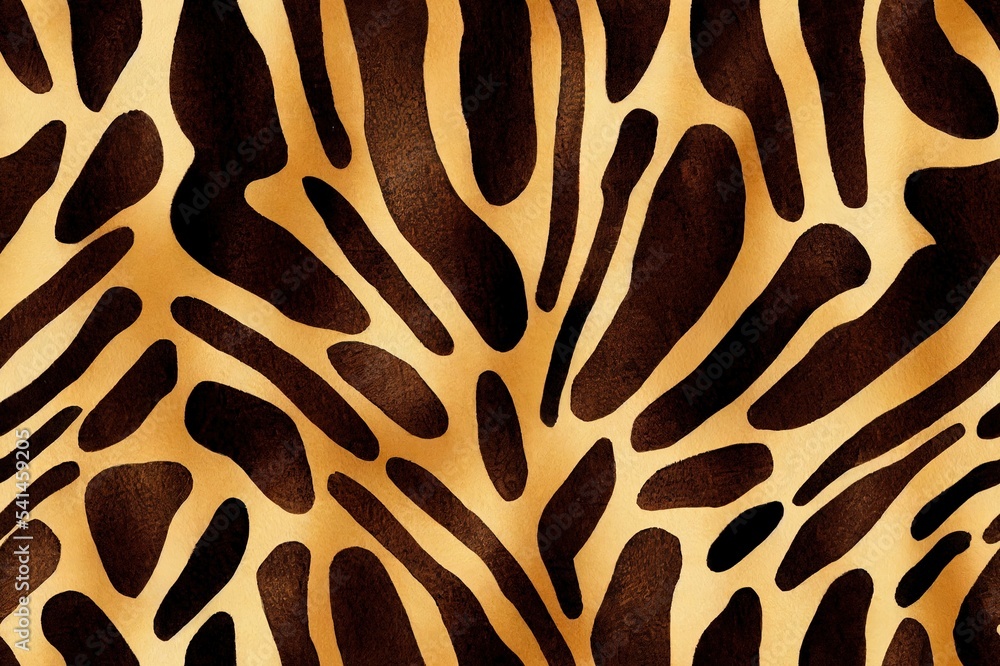 Seamless watercolor zebra texture, hand drawing tiger print, African ...