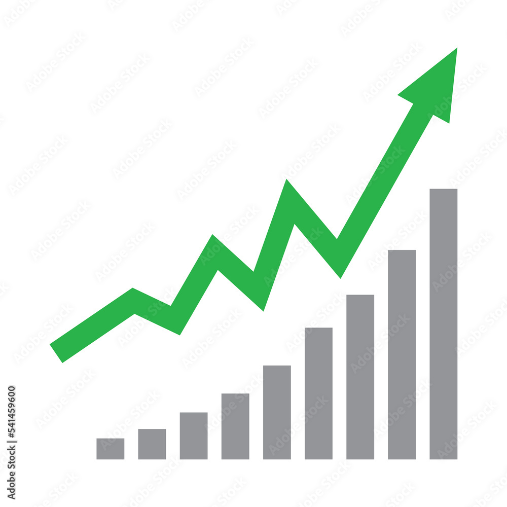 Growing business green arrow with bar chart, Profit arow Vector ...