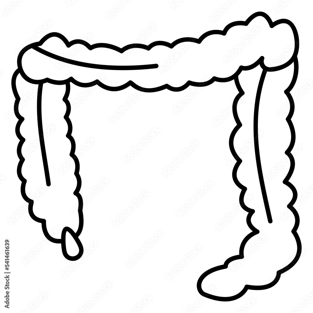 Human Intestine Concept, Muscular tube vector outline icon Design ...