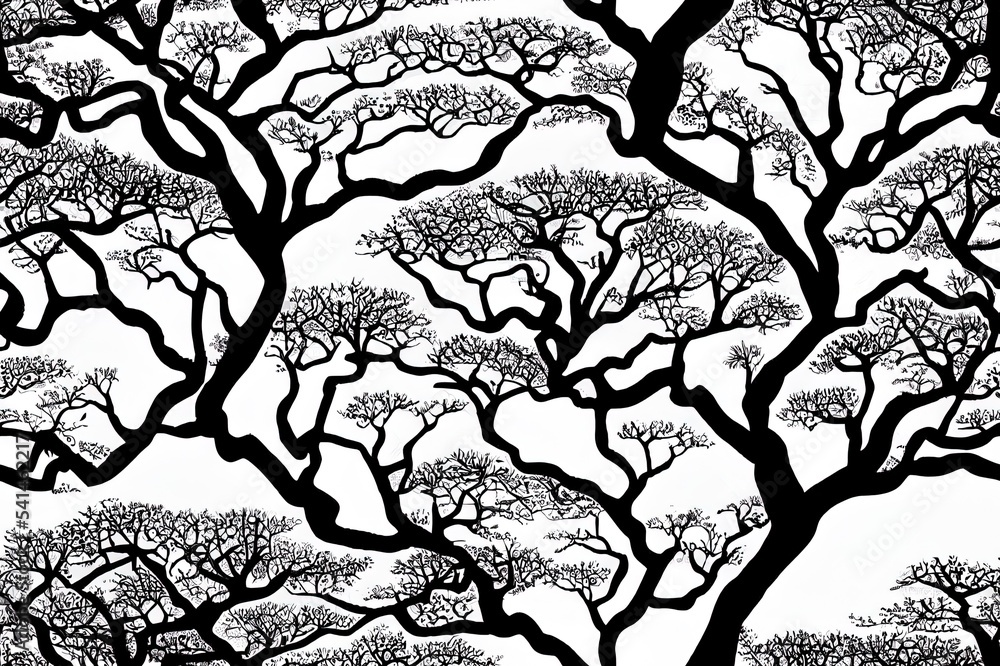 Savannah Trees African Landscape Seamless Pattern, Safari Hand Drawn ...