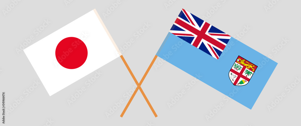 Crossed flags of Japan and Fiji. Official colors. Correct proportion ...