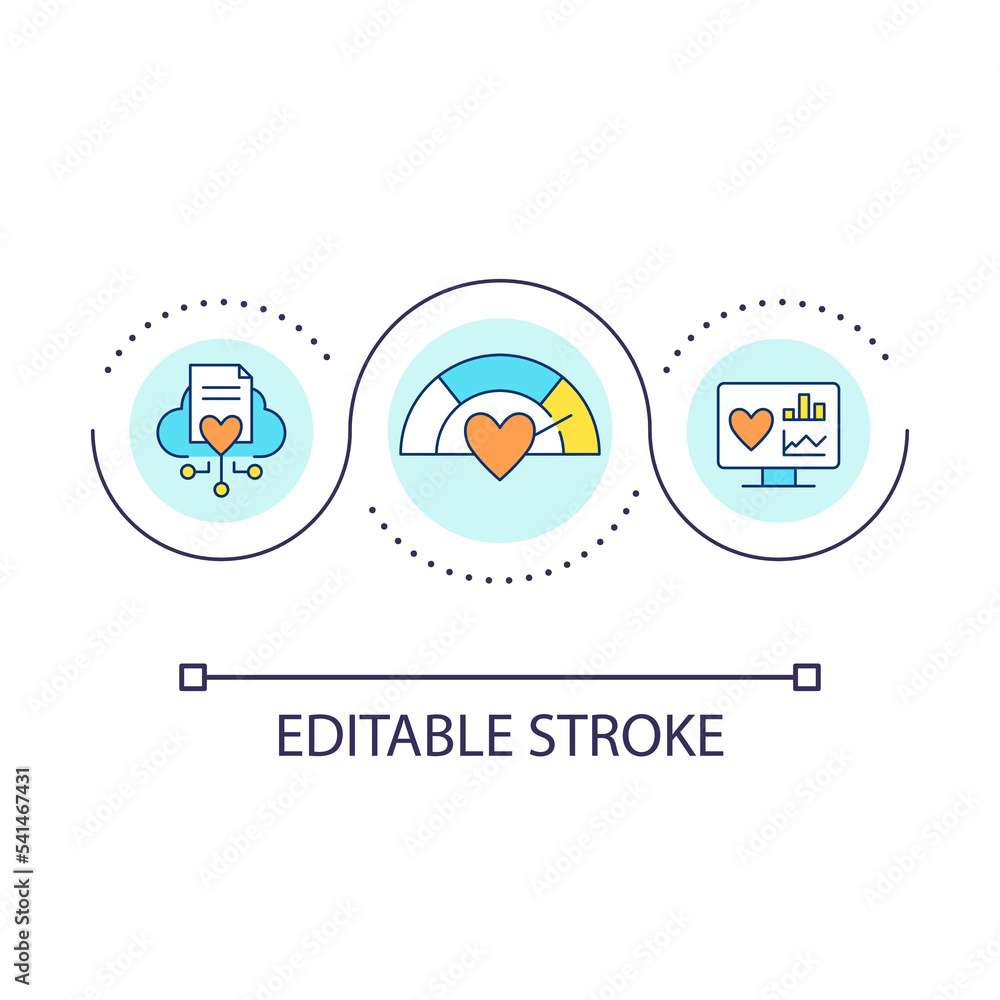Heart monitoring machine loop concept icon. Health care. Heartbeat ...