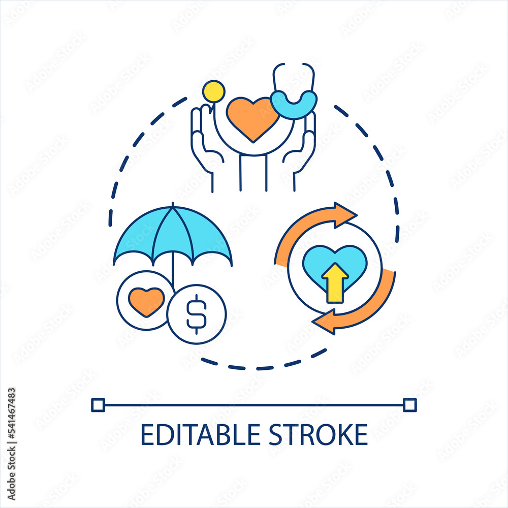 Care about heart habit concept icon. Heart health association. Prevent ...