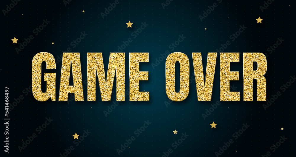 game over in shiny golden color, stars design element and on dark background. Stock Illustration ...