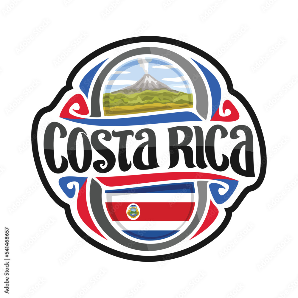 Costa Rica Flag Travel Souvenir Skyline Landmark Map Sticker Logo Badge ...