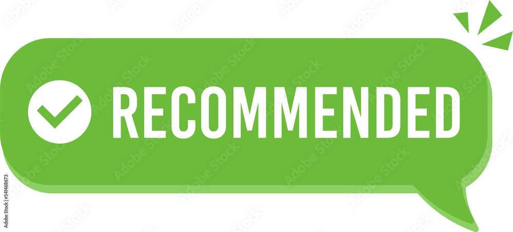 Recommended icon , green recommendation label with check mark tick ...