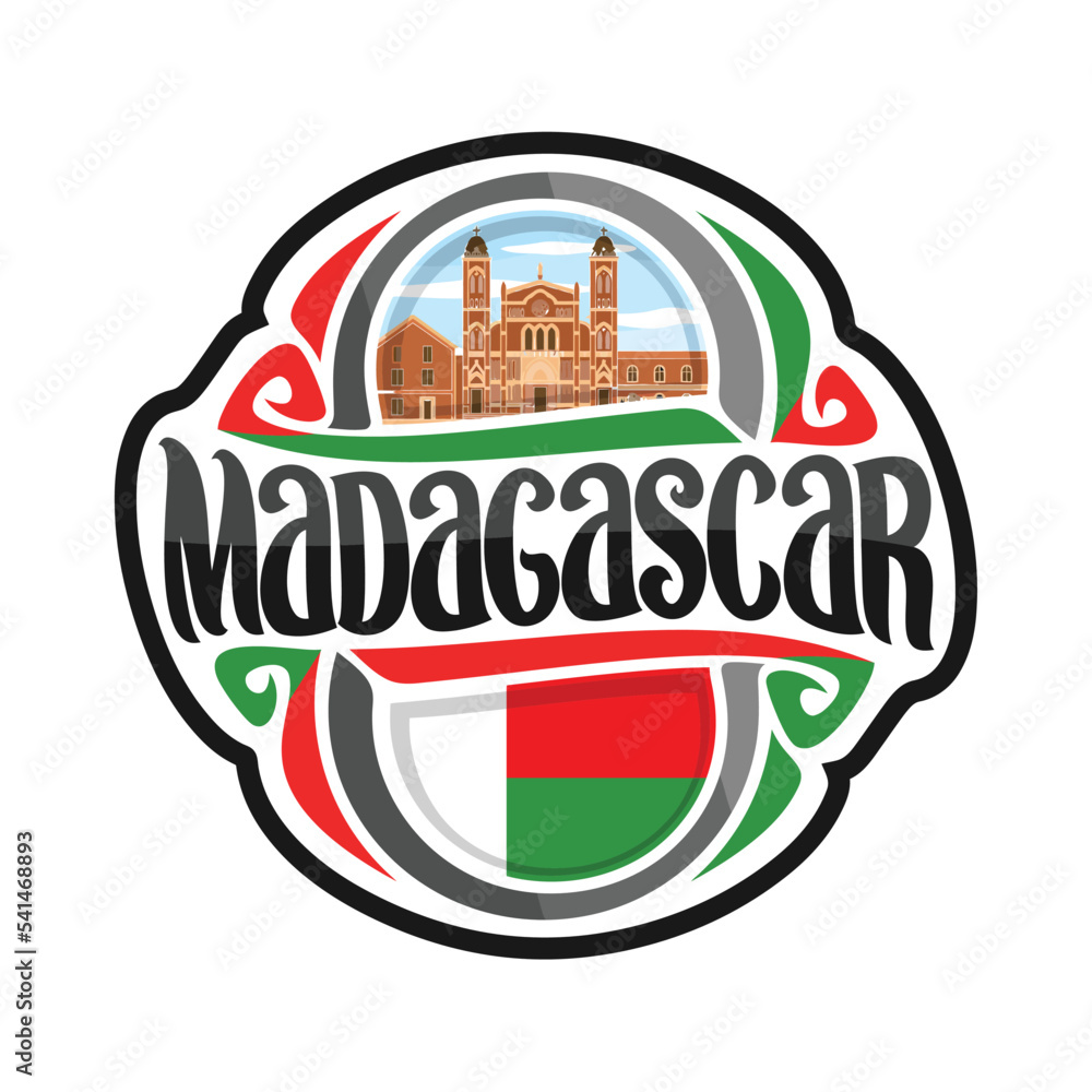 Madagascar Flag Travel Souvenir Skyline Landmark Map Sticker Logo Badge ...