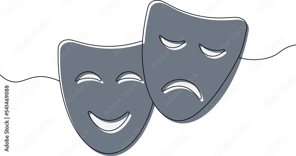 Theater mask symbols, sad and happy concept. Comedy and tragedy masks ...